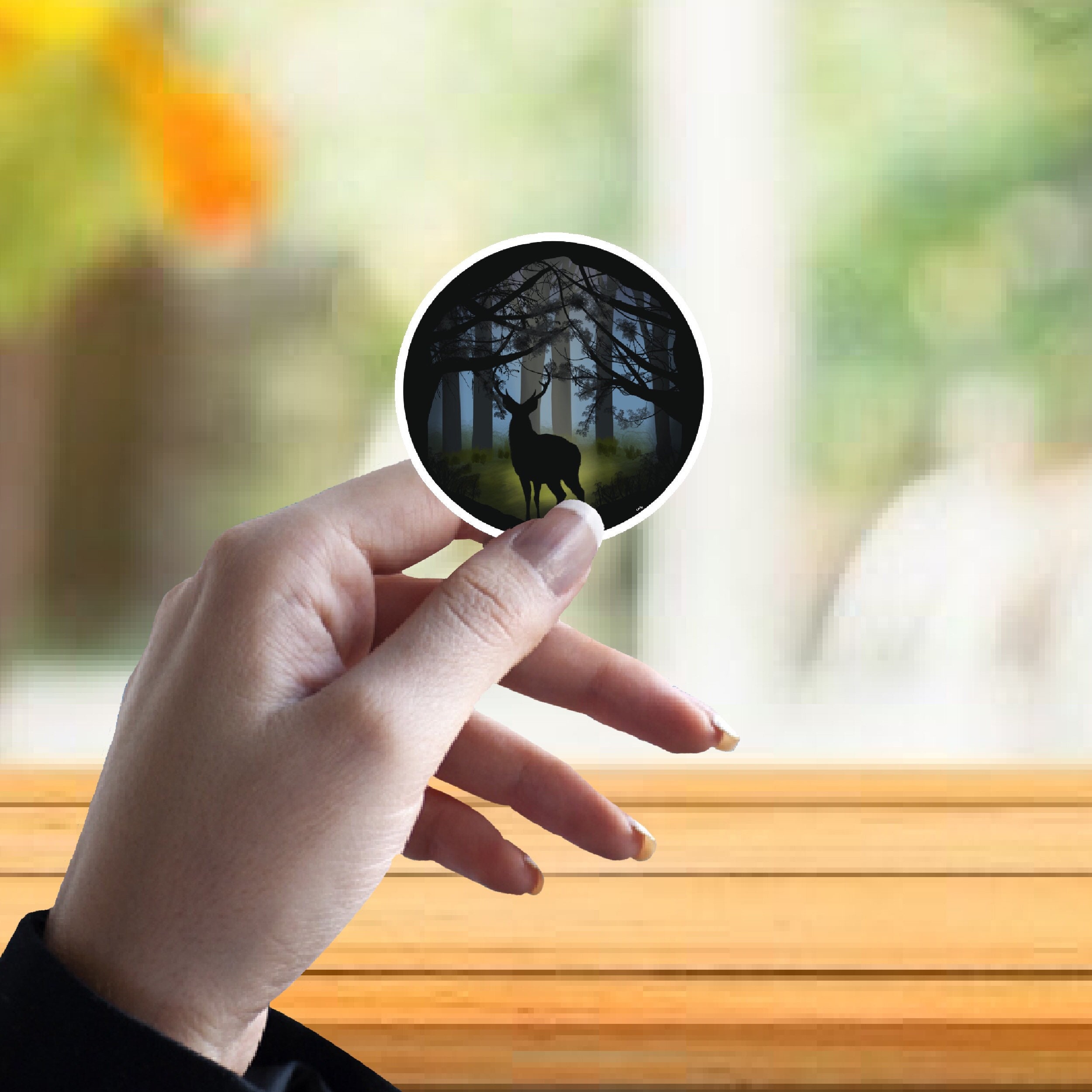 Deer in the Forest Sticker, Large Sticker, Laptop Decals, Waterbottle ...