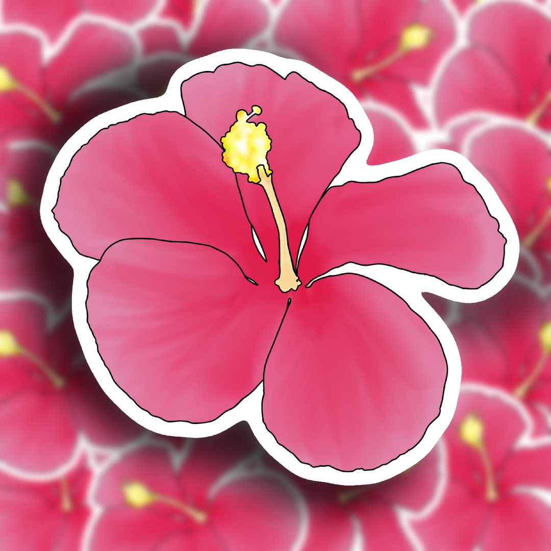 Hibiscus Sticker, Large Sticker, Laptop Decals, Waterbottle Stickers ...
