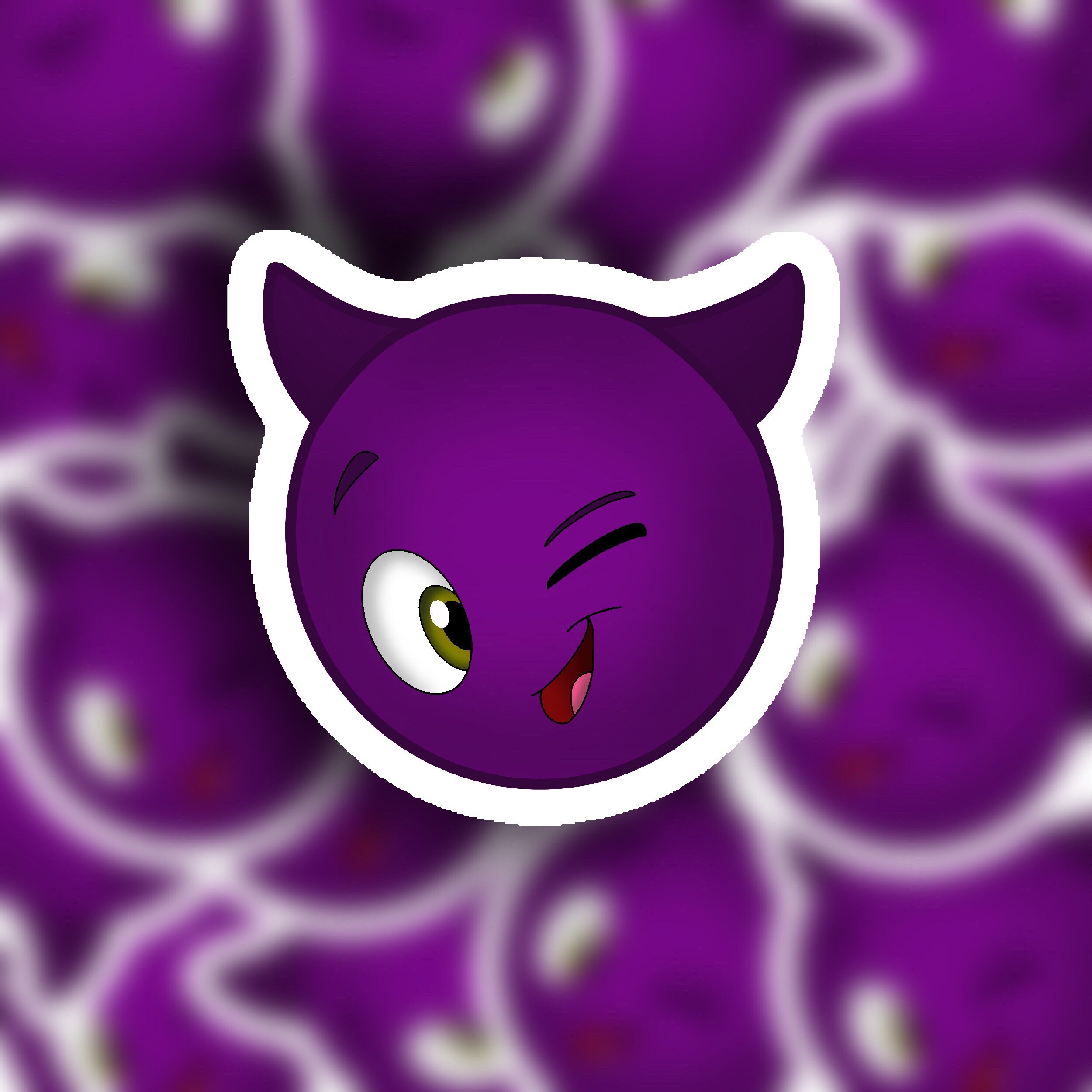 Purple Winking Devil Emoji Sticker, Large Sticker, Laptop Decals ...