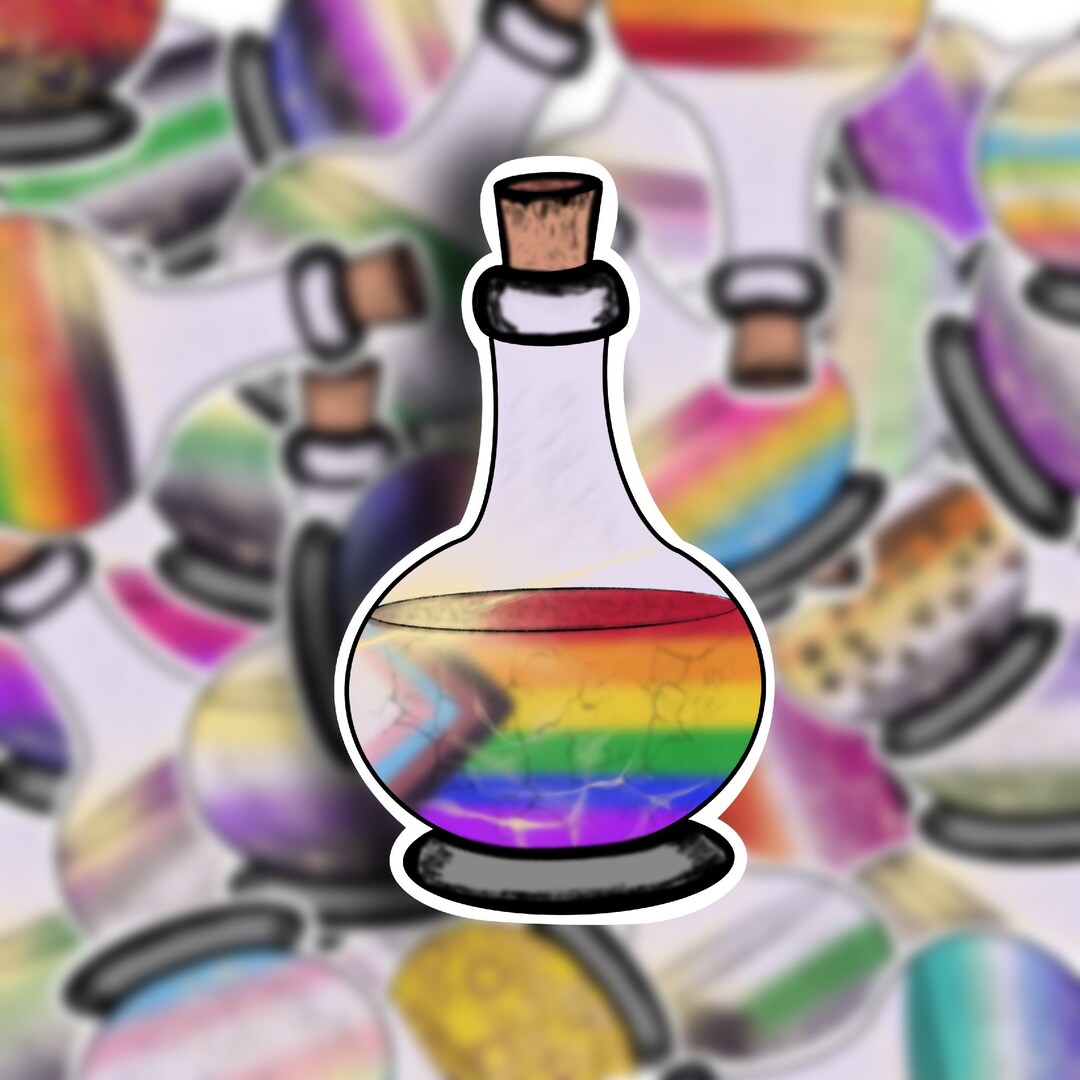 LGBT Potion Bottle Style 1 Sticker, Large Stickers, LGBTQIA, Pride ...
