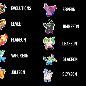 Eevee Evolutions Sticker Set - Etsy