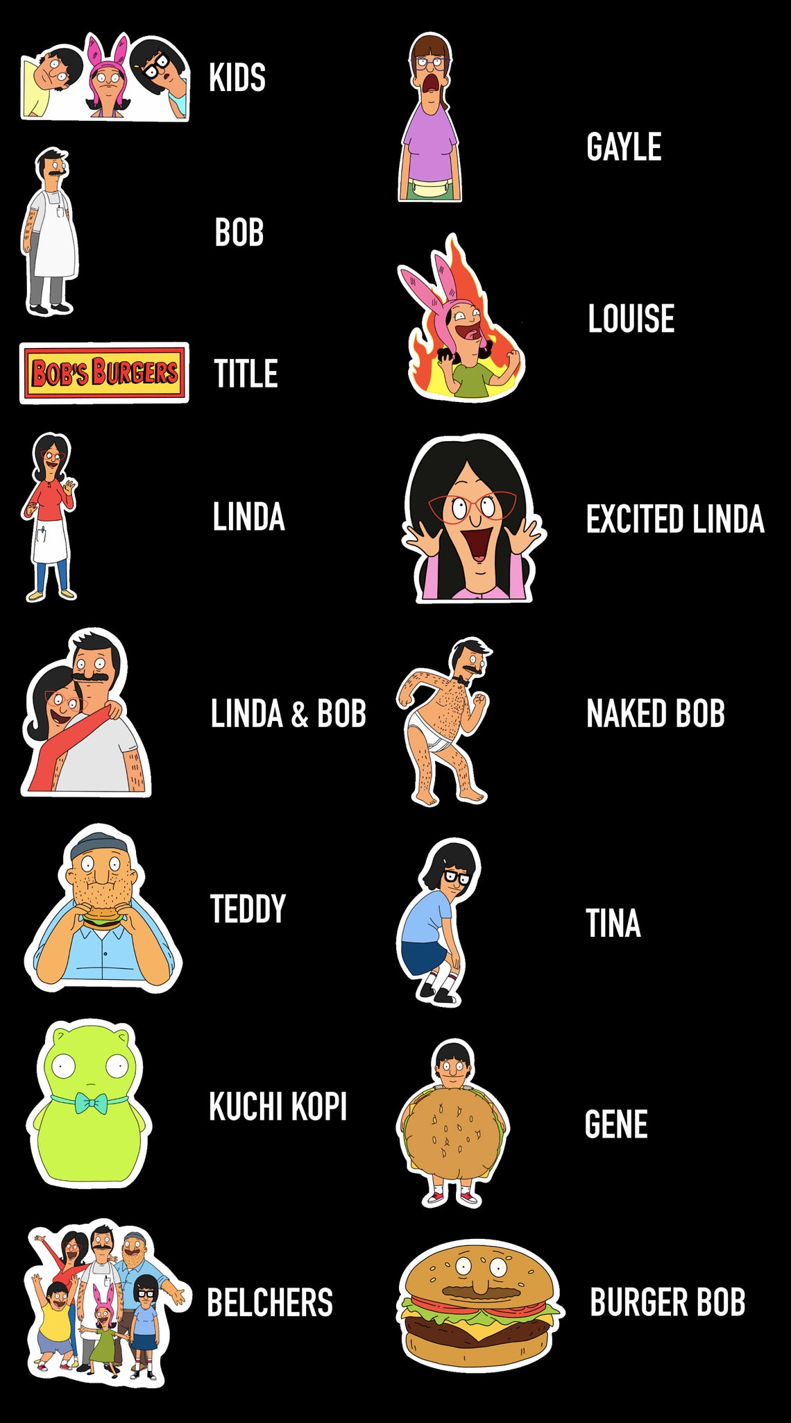 Bob's Burgers Sticker Set - Etsy
