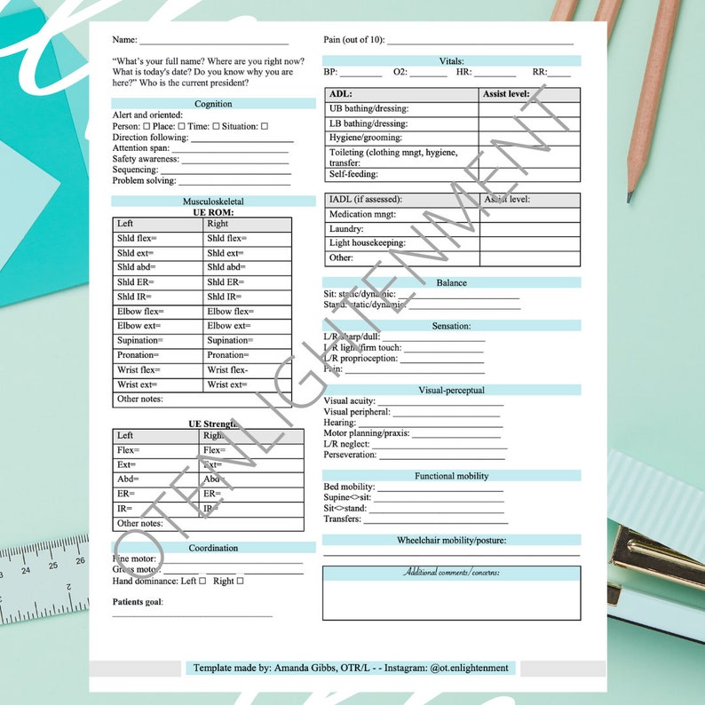 Digital Download Occupational Therapy Eval Template - Etsy