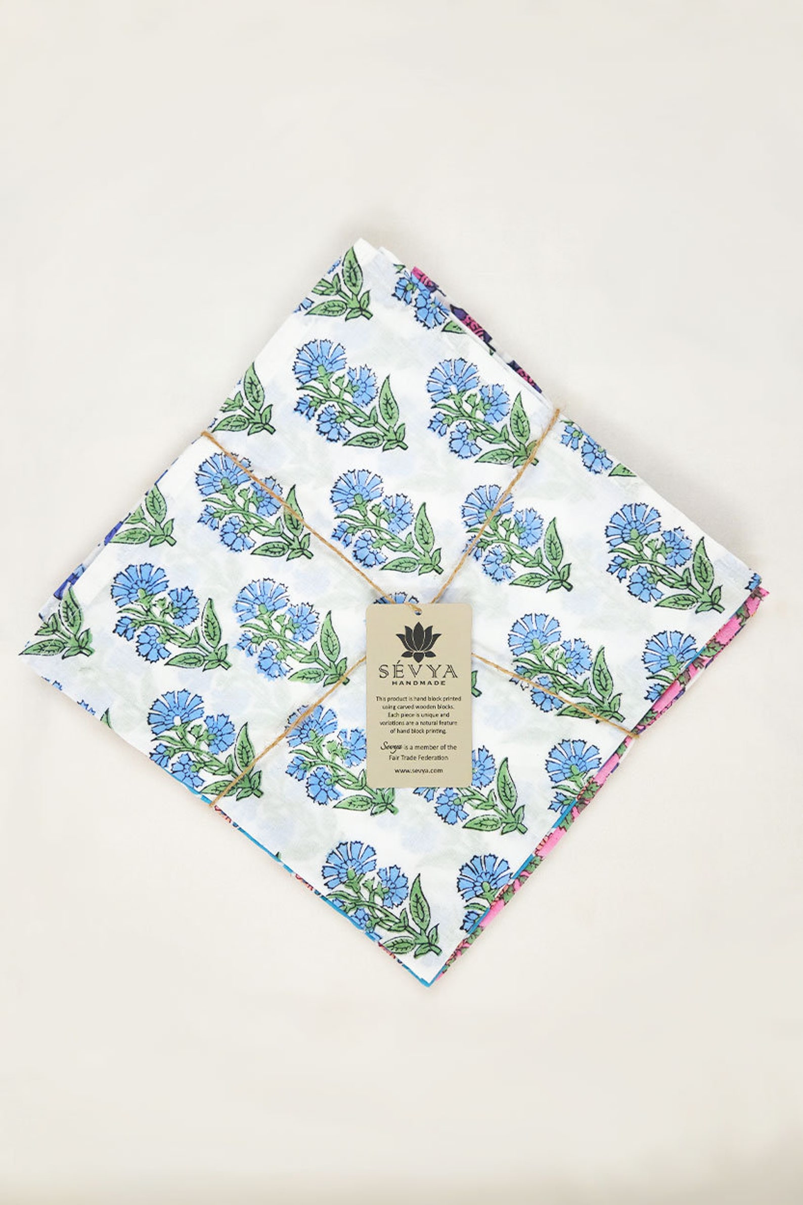 Jaipur Square Floral Block Print Cloth Napkins: Set of 6 - Etsy