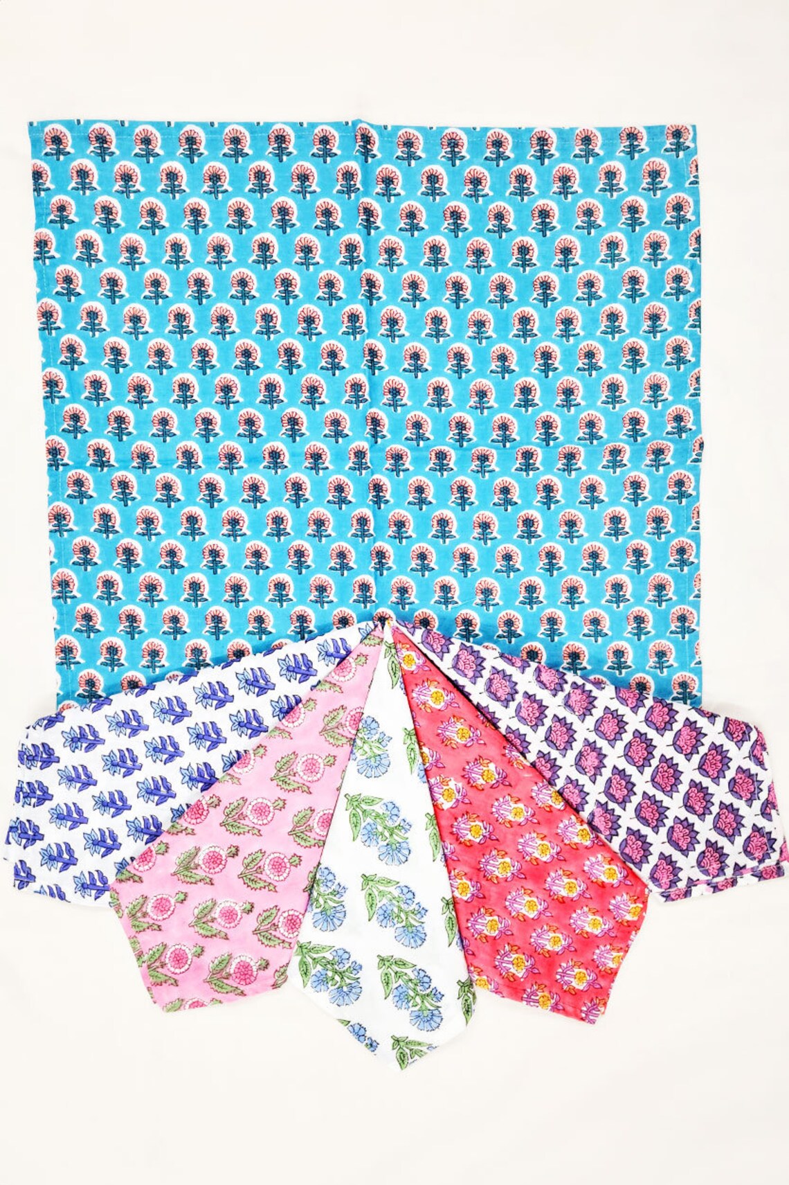Jaipur Square Floral Block Print Cloth Napkins: Set of 6 - Etsy