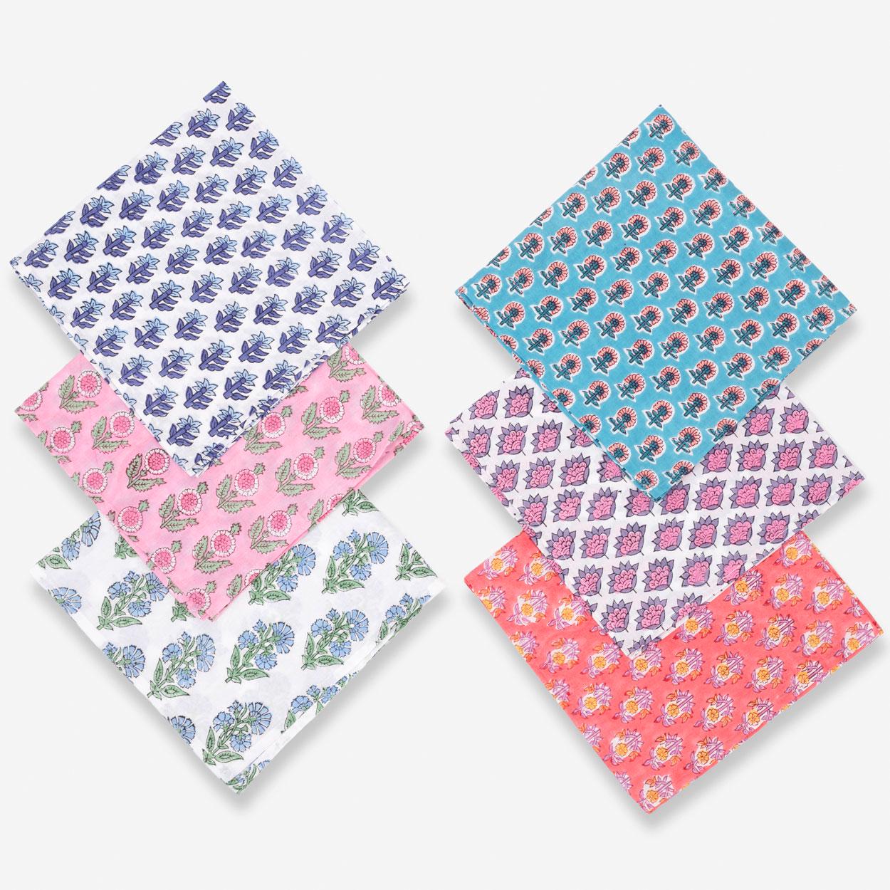 Jaipur Square Floral Block Print Cloth Napkins: Set of 6 - Etsy