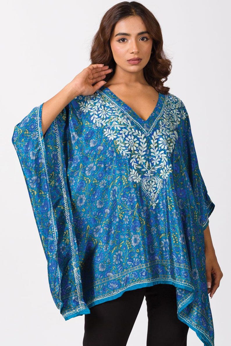 Blue Demira Floral Embroidered Top - Etsy