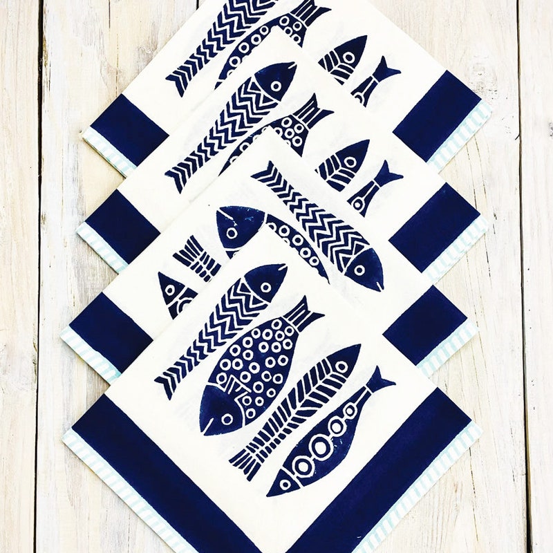 Fish Napkin Print - Etsy