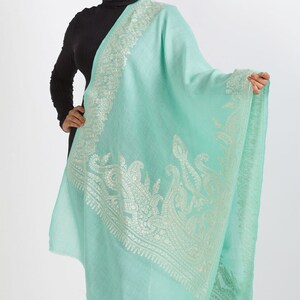 Geeta Embroidered Paisley Wool Shawl - Etsy