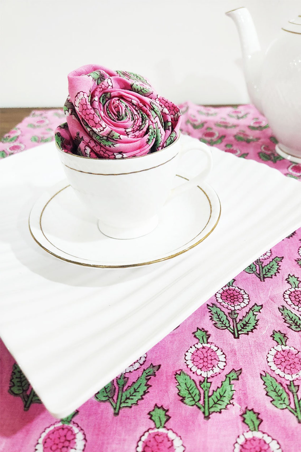 Jaipur Square Floral Block Print Cloth Napkins: Set of 6 - Etsy