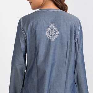 Divya Chambray Hand Embroidered Tunic - Etsy