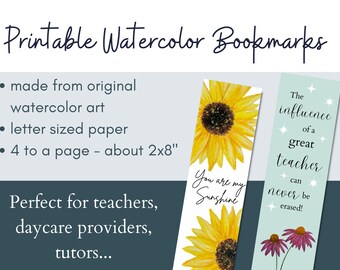 Personalized Watercolor Teacher Name Bookmarks Stack of - Etsy