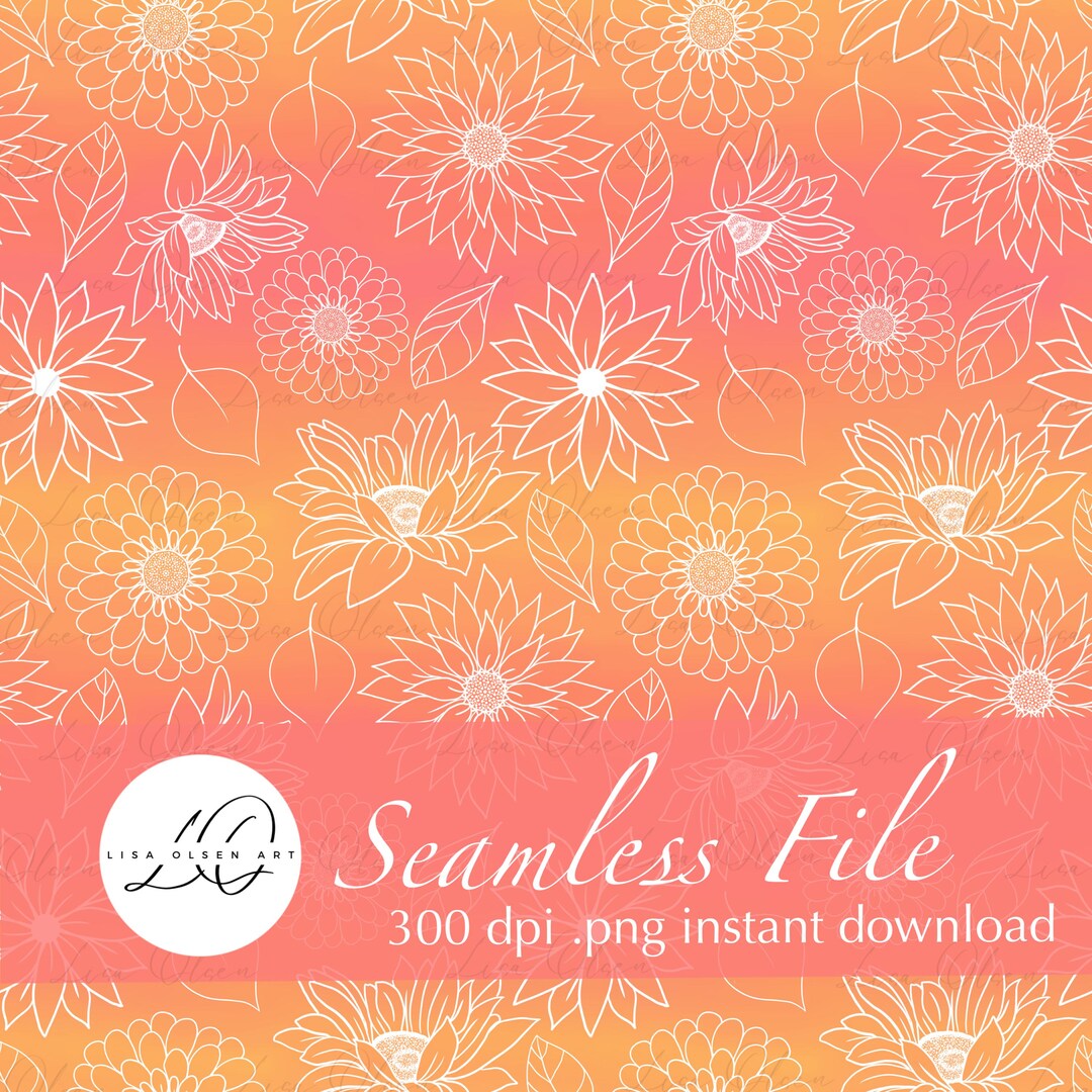 Pastel Pink Line-drawing Floral Seamless Design for Digital Prints ...