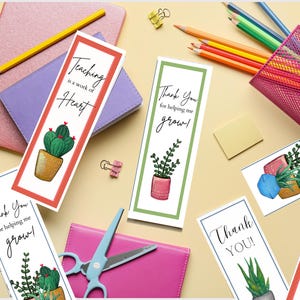 Thank You Bookmark Printable Set for Teachers and Educators, Back to ...
