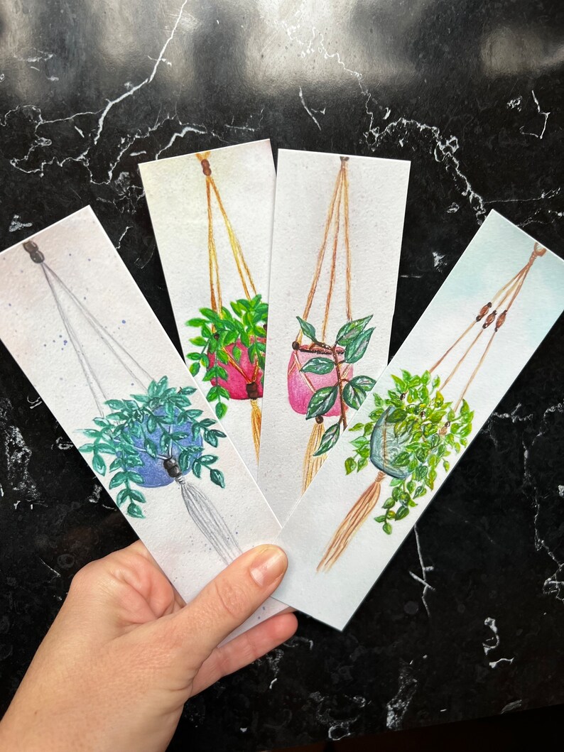 Watercolor Houseplant Bookmarks, for Plant Lover, Potted Plant Art ...