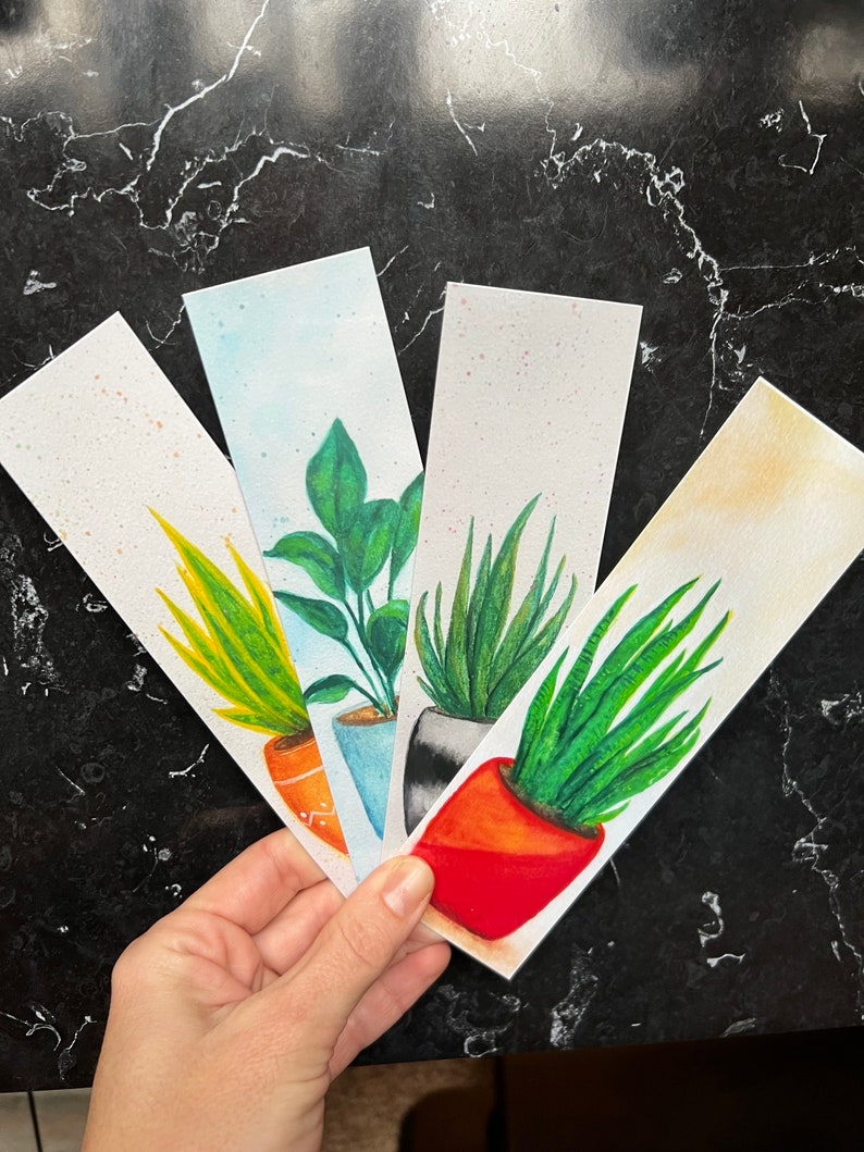 Watercolor Houseplant Bookmarks, for Plant Lover, Potted Plant Art ...