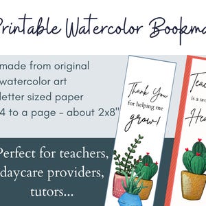 Thank You Bookmark Printable Set for Teachers and Educators, Back to ...
