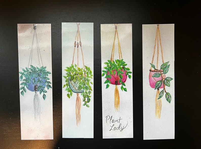 Watercolor Houseplant Bookmarks, for Plant Lover, Potted Plant Art ...