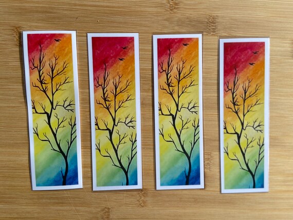Watercolor Bookmark Rainbow Tree Print of Original Artwork - Etsy