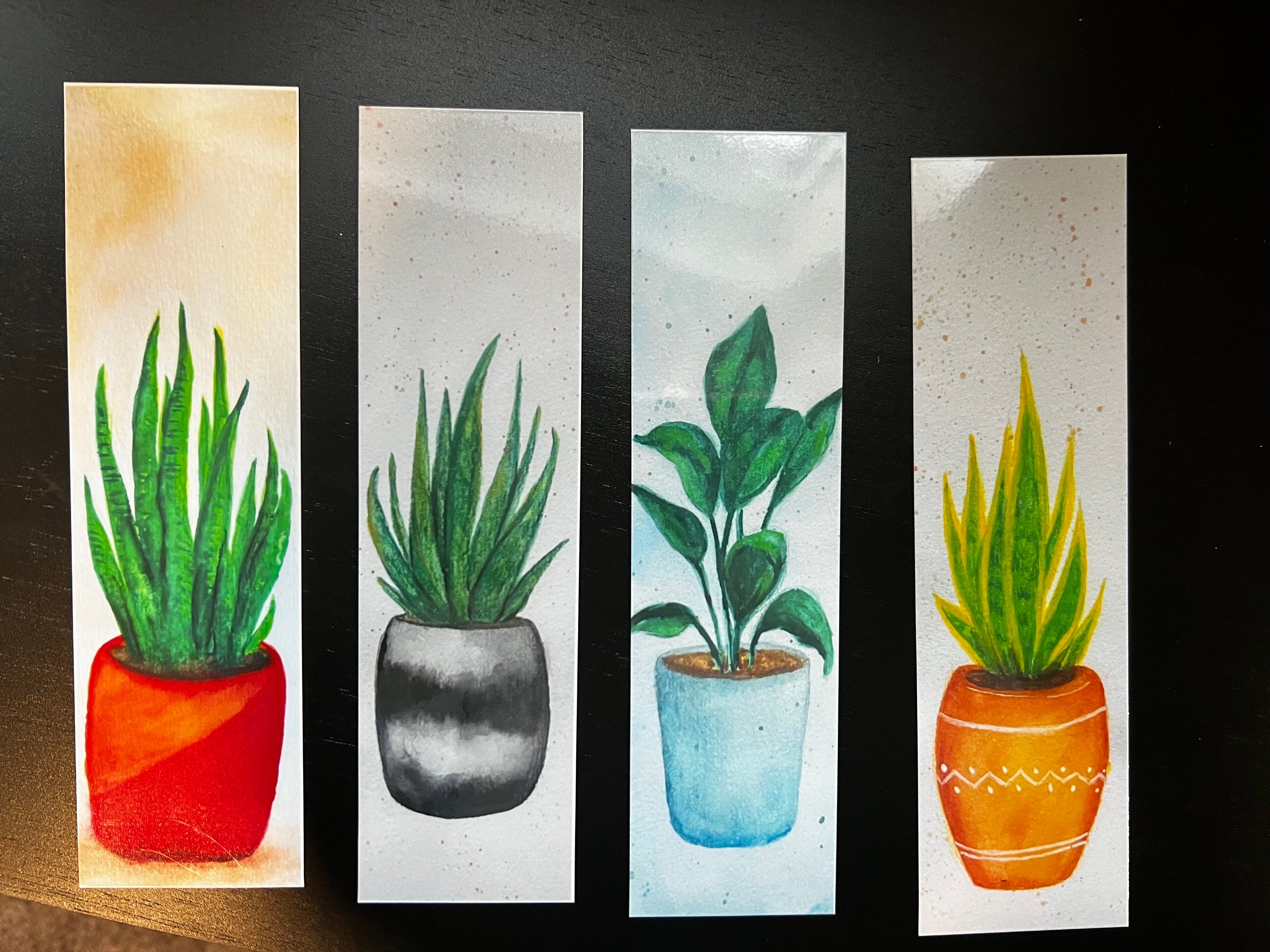 Watercolor Houseplant Bookmarks, for Plant Lover, Potted Plant Art ...