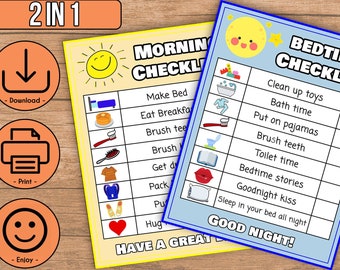 Kids Morning and Bedtime Routine Checklist - Etsy