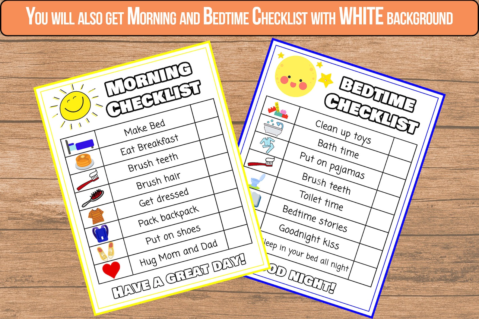 MORNING and BEDTIME CHECKLIST Printable | Morning and Bedtime Chore ...