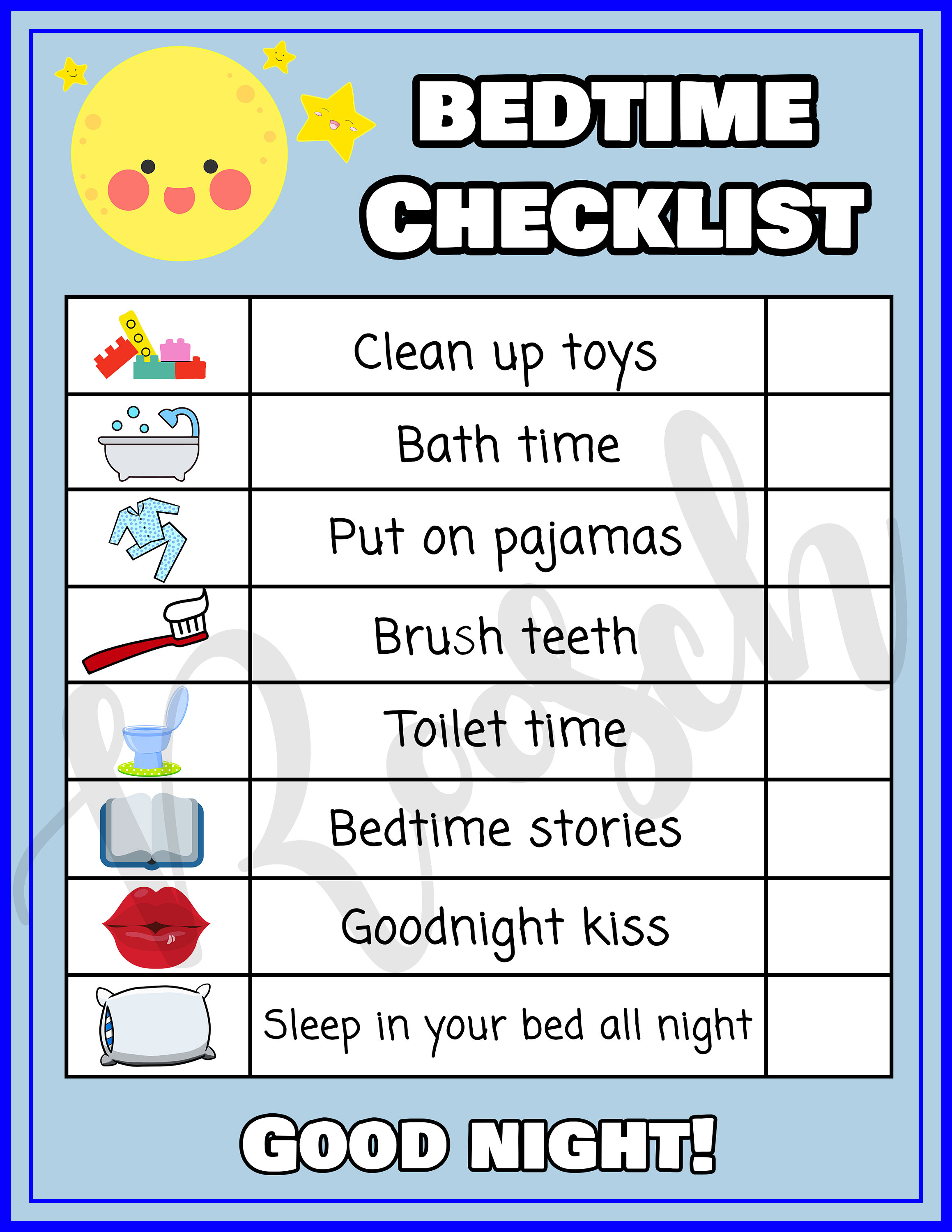 MORNING and BEDTIME CHECKLIST Printable | Morning and Bedtime Chore ...