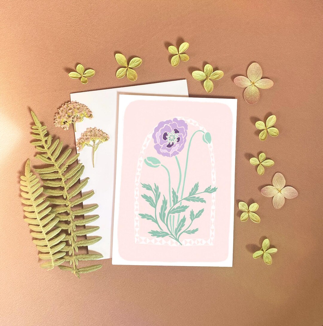Poppy Flower Blank Greeting Card - Etsy
