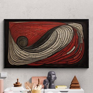 Huge Modern Red Abstract Wall Art Print on Canvas, Contemporary ...