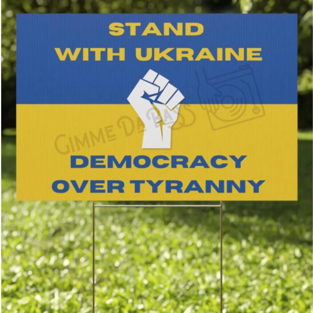 Support Ukraine Yard Sign, Plastic Yard Sign, Ukrainian Flag, Democracy ...