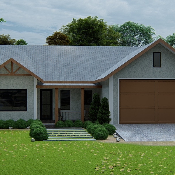 Rambler Plan the Lily Rambler Farmhouse Modern Single Level Instant ...