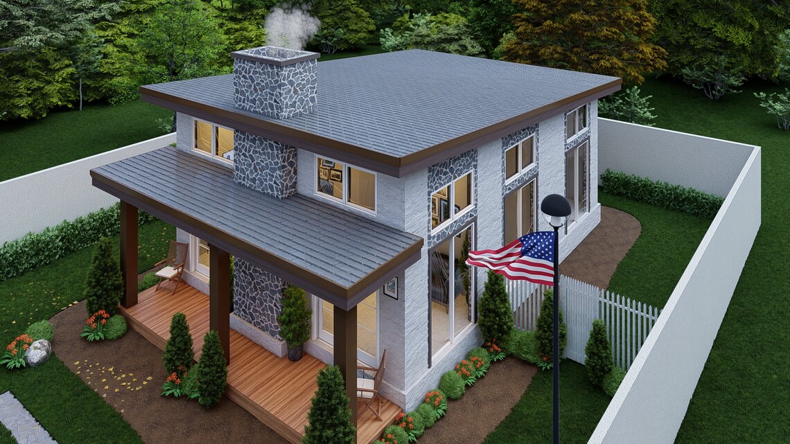 Custom Flat Roof House Plans 3 Bedroom & 2 Bathroom With - Etsy