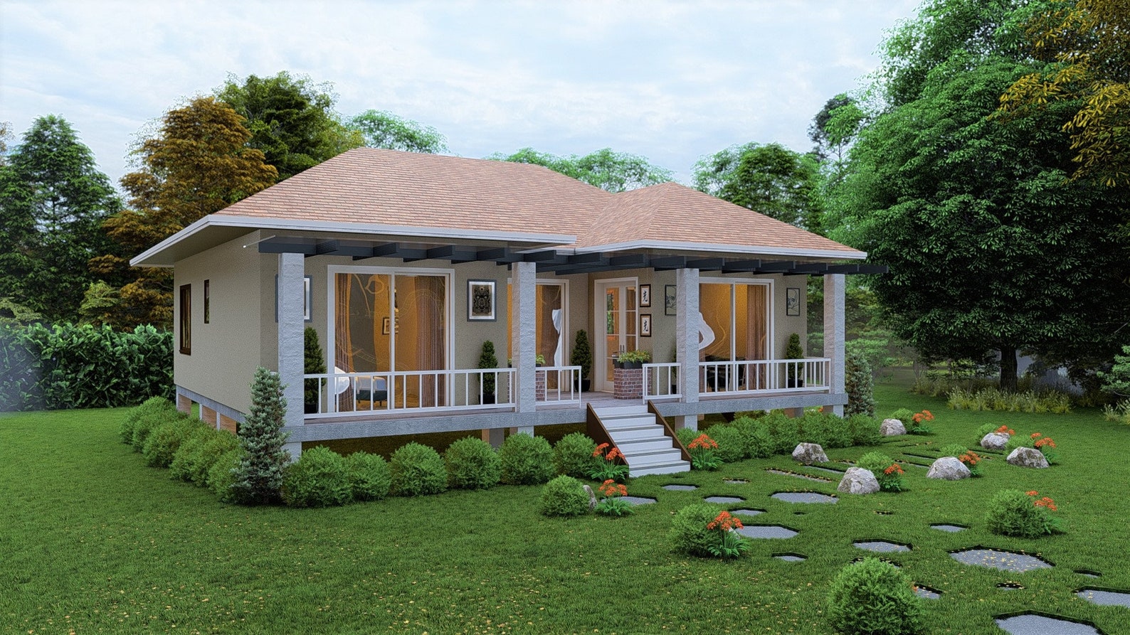 Modern House Plans 2 Bedroom & 1 1/2 Bathroom With Free - Etsy