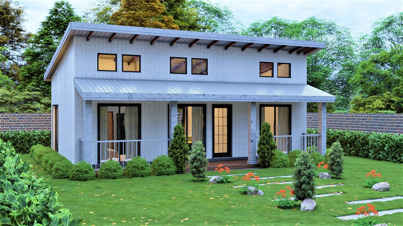 Custom Cottage Flat Roof House Plans 3 Bedroom & 2 Bathroom With Free ...