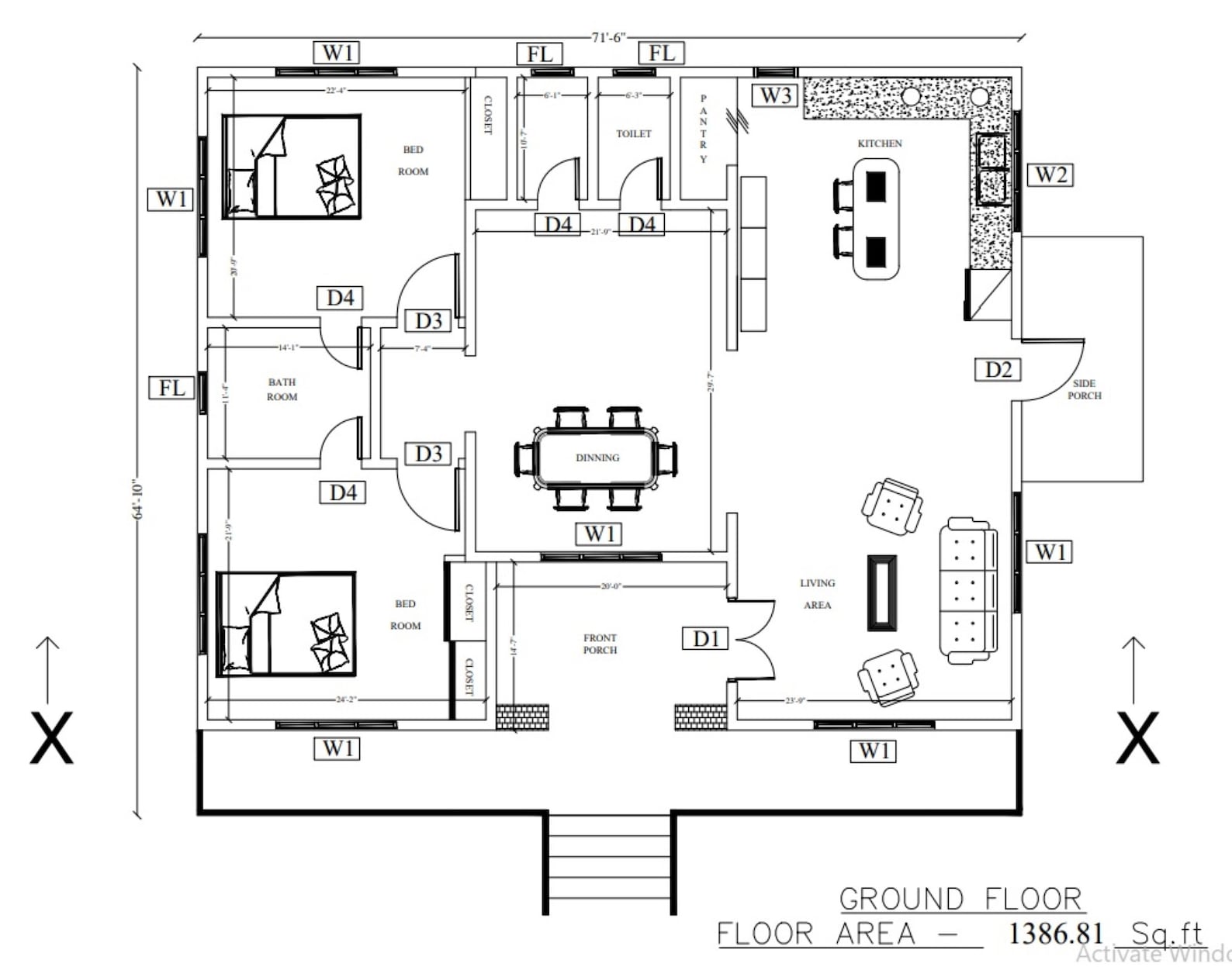 Custom 2 Bed & 2 Bath Room House Plans - Etsy