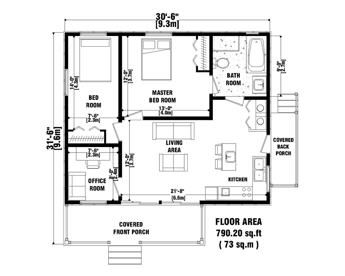 Custom 790 Sq.ft Farmhouse Plans 2 Bed Room & 1 Bath Room | Etsy