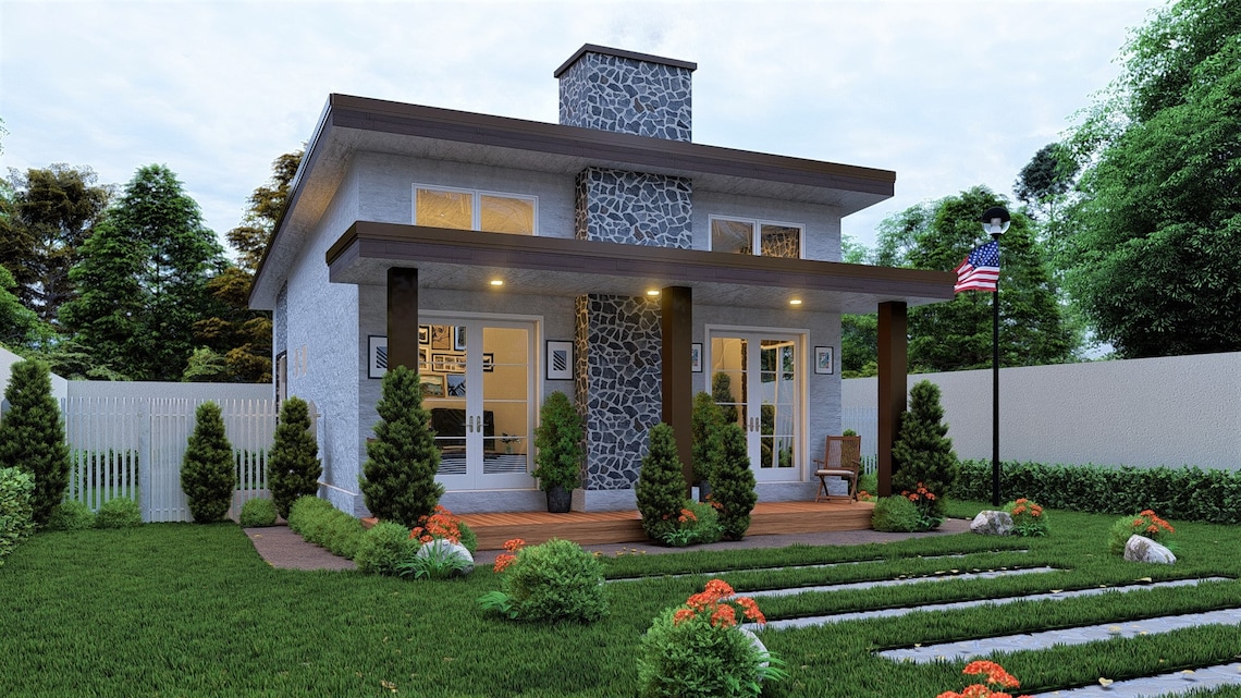 Custom Flat Roof House Plans 3 Bedroom & 2 Bathroom With - Etsy