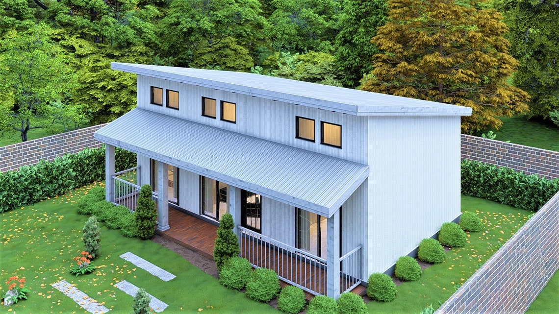 Custom Cottage Flat Roof House Plans 3 Bedroom & 2 Bathroom - Etsy