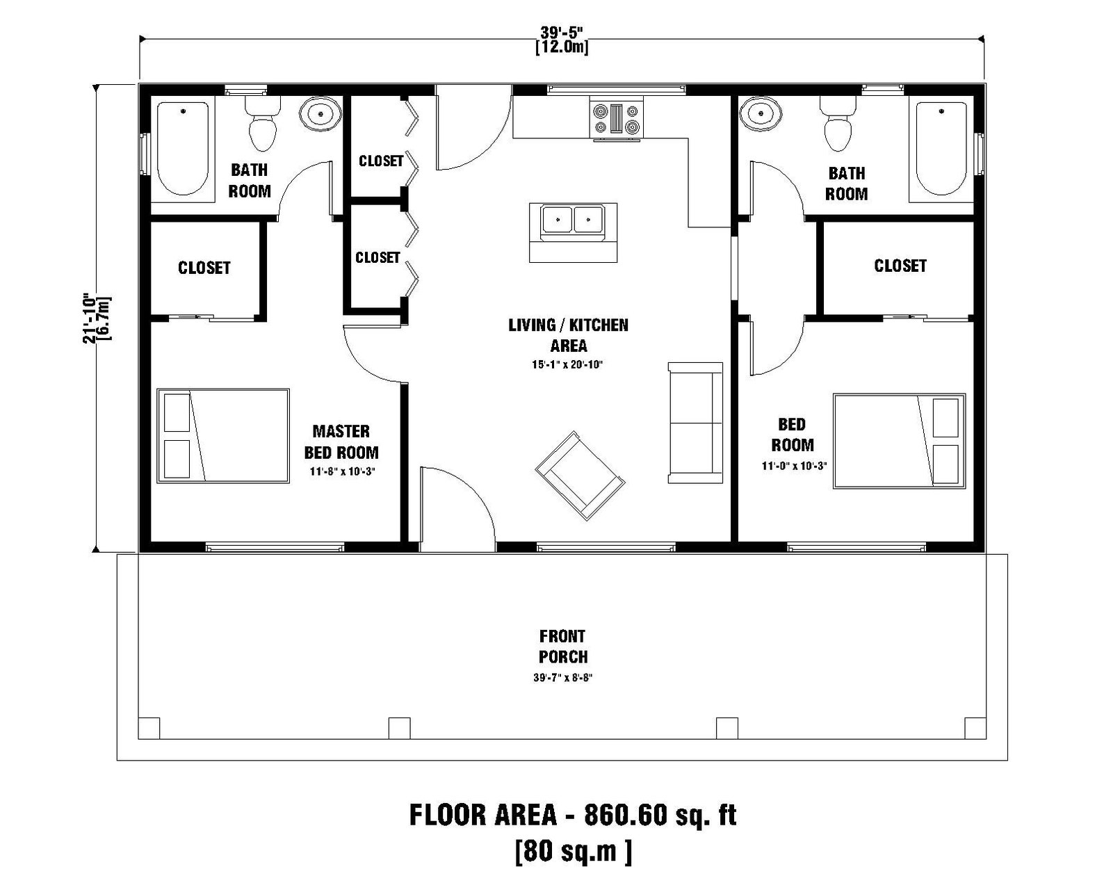 Modern Farmhouse Plans 2 Bedroom & 2 Bathroom With Free - Etsy