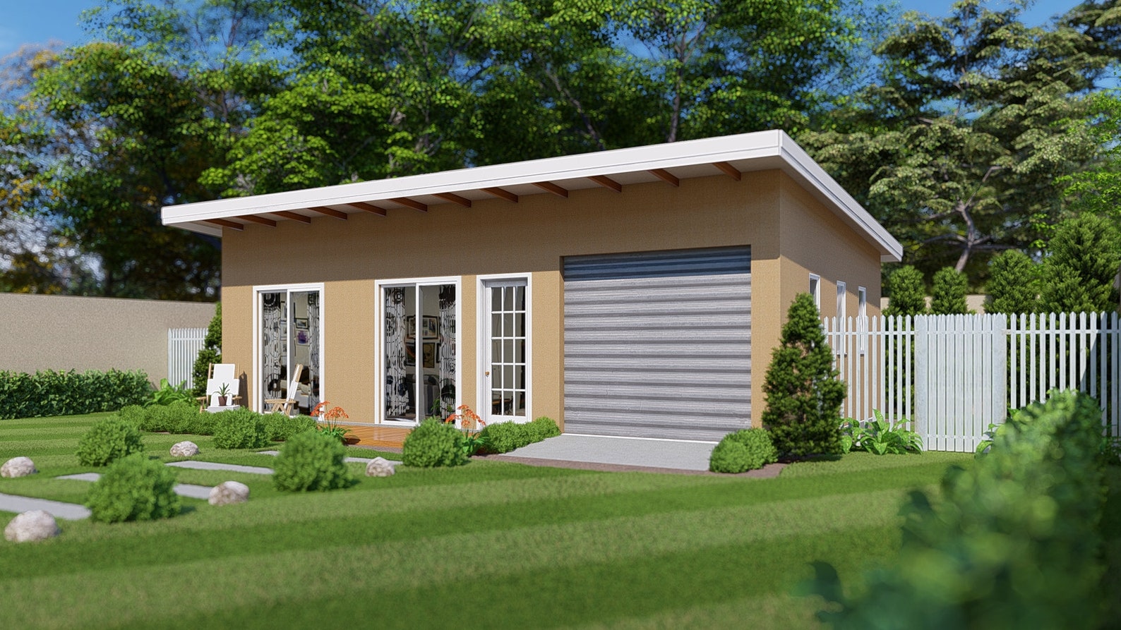 Custom Flat Roof House Plans 2 Bed Room 1 Bath Room & Garage - Etsy