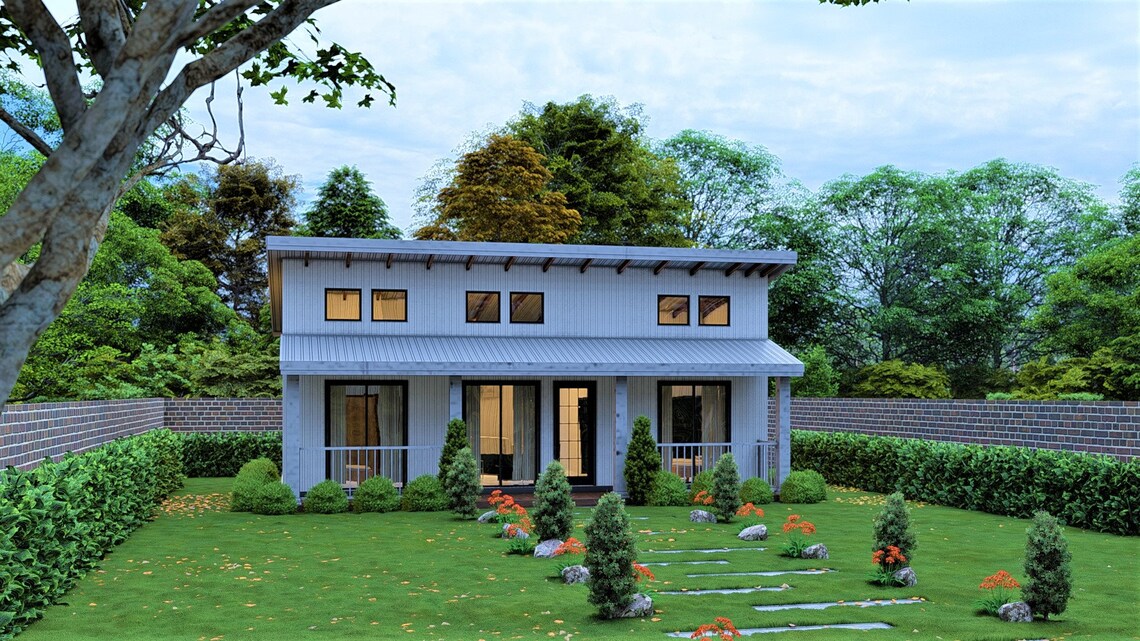 Custom Cottage Flat Roof House Plans 3 Bedroom & 2 Bathroom - Etsy