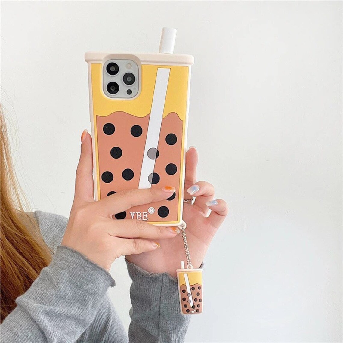 3D boba tea inspired soft silicone phone case with bubble tea | Etsy