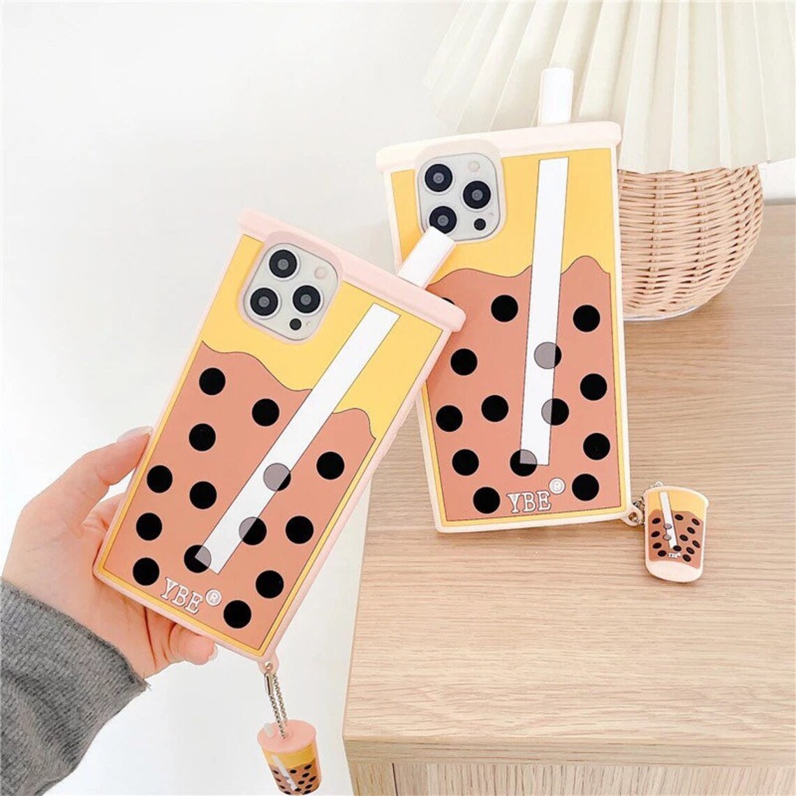 3D boba tea inspired soft silicone phone case with bubble tea | Etsy