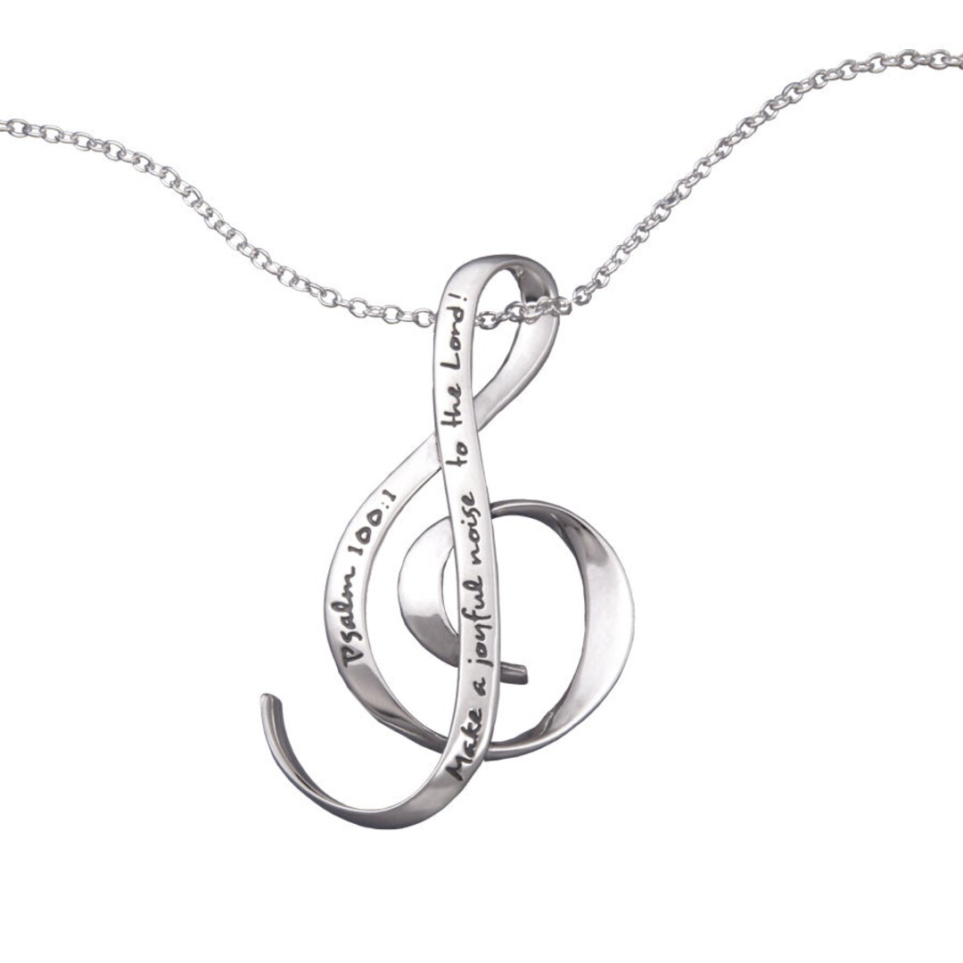 Bible Verse Christian Hymn Inscribed Treble G Clef Music Note Sterling ...
