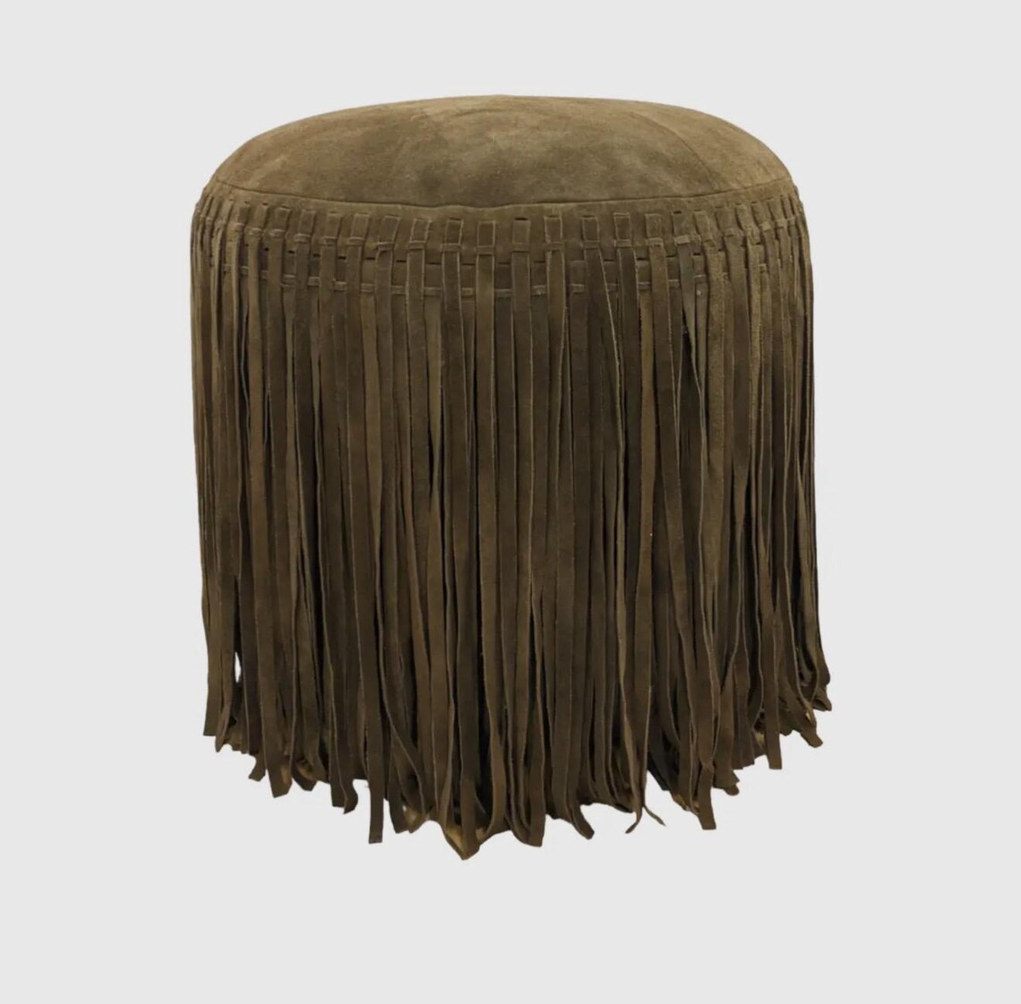 Premium Real Leather Suede Ottoman Pouf With Western Fringe Detail - Etsy