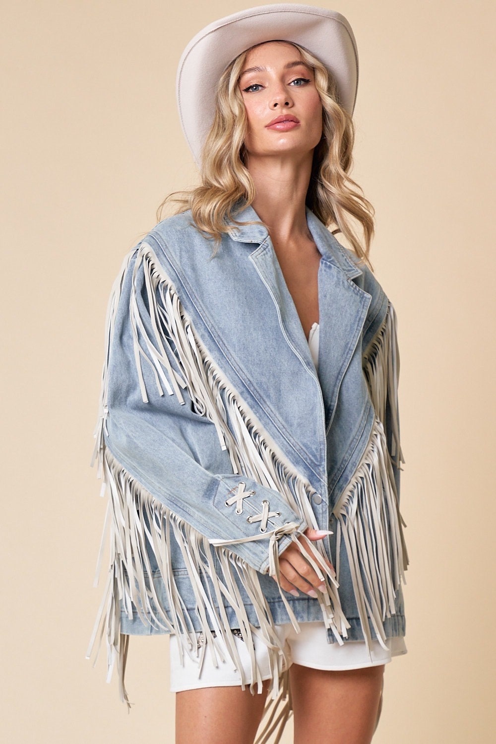 Fringe Jean Jacket , Fringed Sleeved Designed Denim Jacket, Loose ...