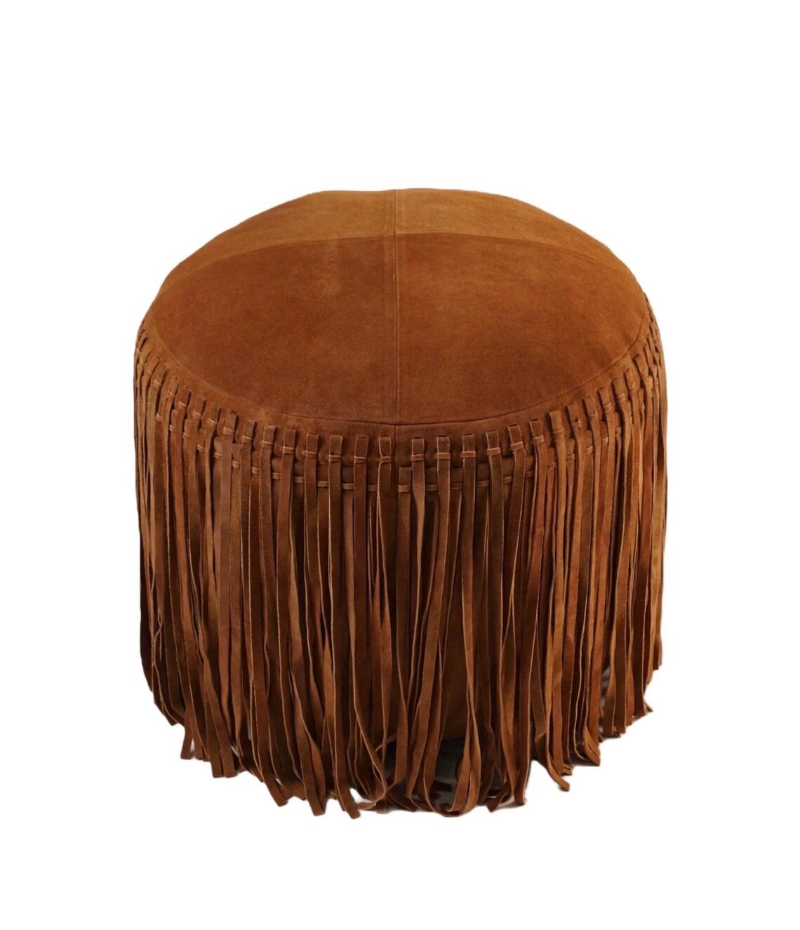 Premium Real Leather Suede Ottoman Pouf With Western Fringe Detail - Etsy