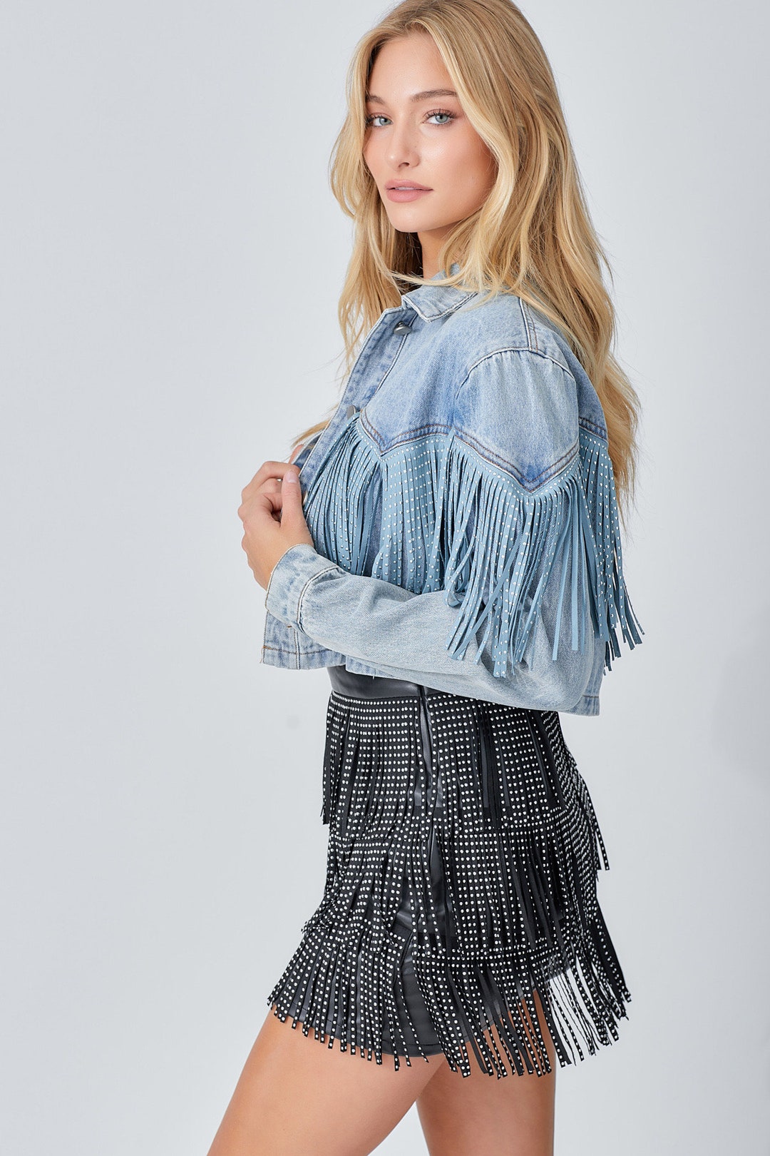 Texas Fringe Jean Jacket Fringed Sequinned Denim Jacket - Etsy