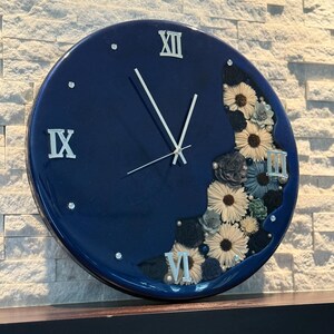 20” Royal Blue Flower Wall Clock - Etsy
