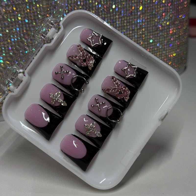 Black French Duck Nails - Etsy